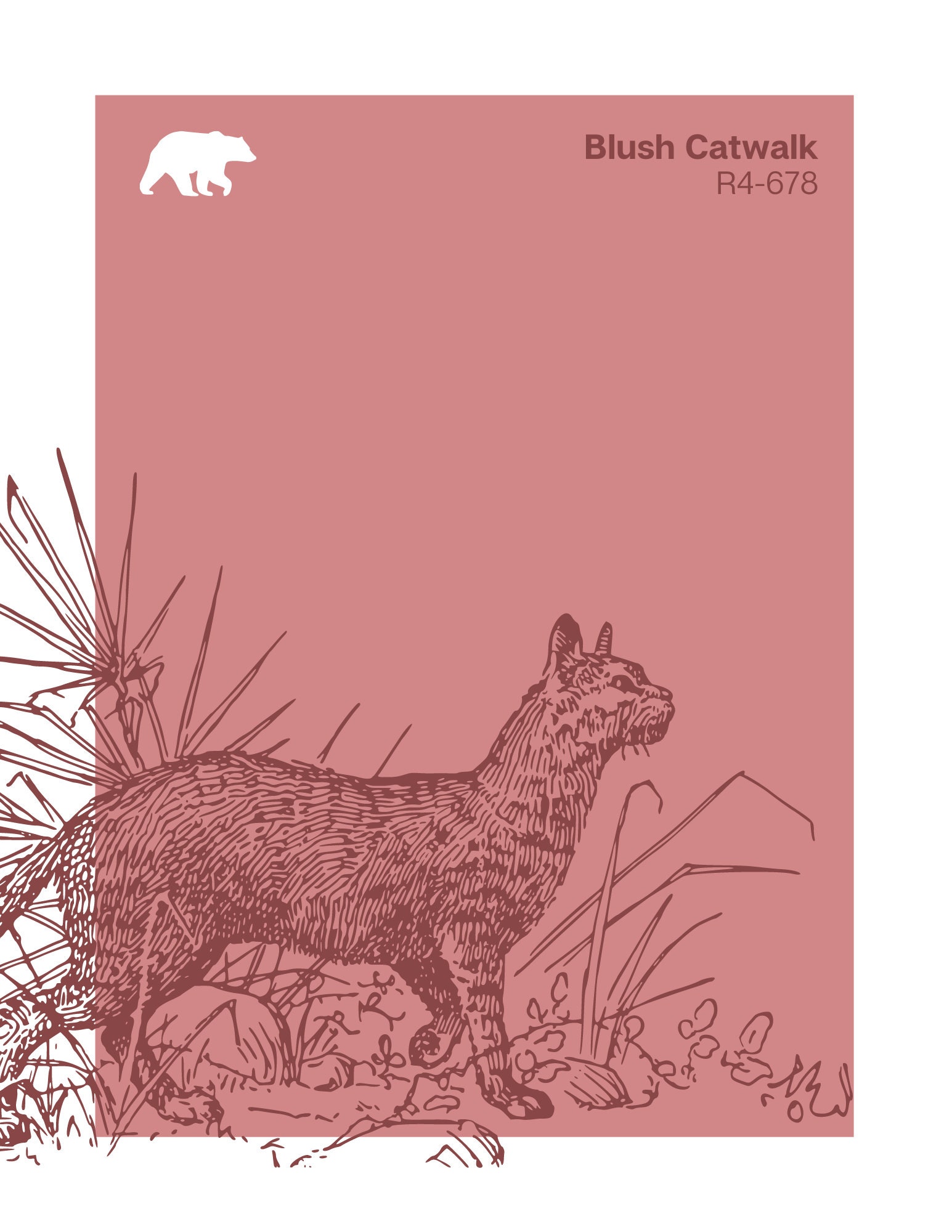 Blush Catwalk Paint Swatch Wall Print Kitty Wall Decor Blush/mauve/pink ...
