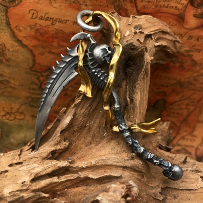 Death's Scythe-hell Blade Pendant — 24K Gold / S925 Silver—handmade ...