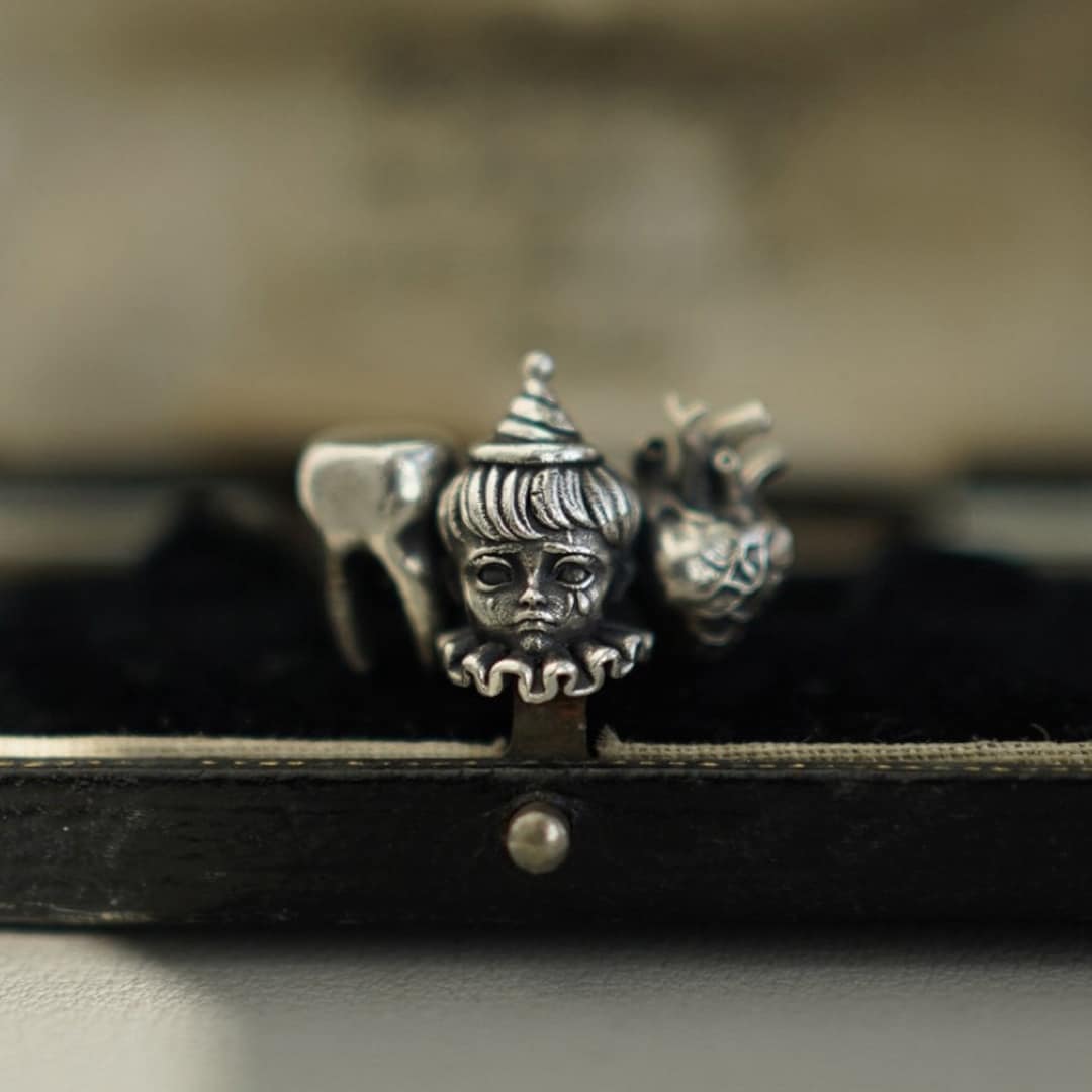 Handmade Sterling Silver Crying Clown Ring: Gothic Jewelry - Etsy
