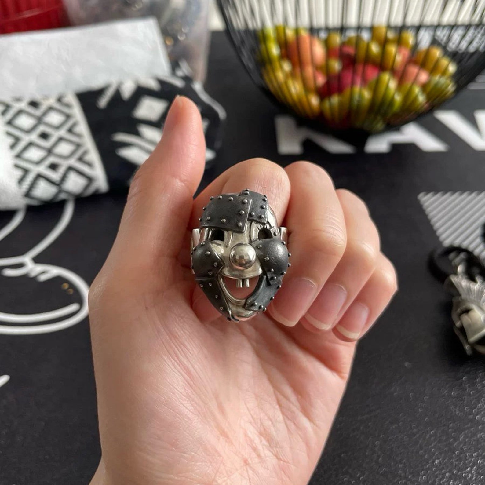 Unique Clown-inspired Rings925 Sterling Silver & 24K Gold Handmade ...