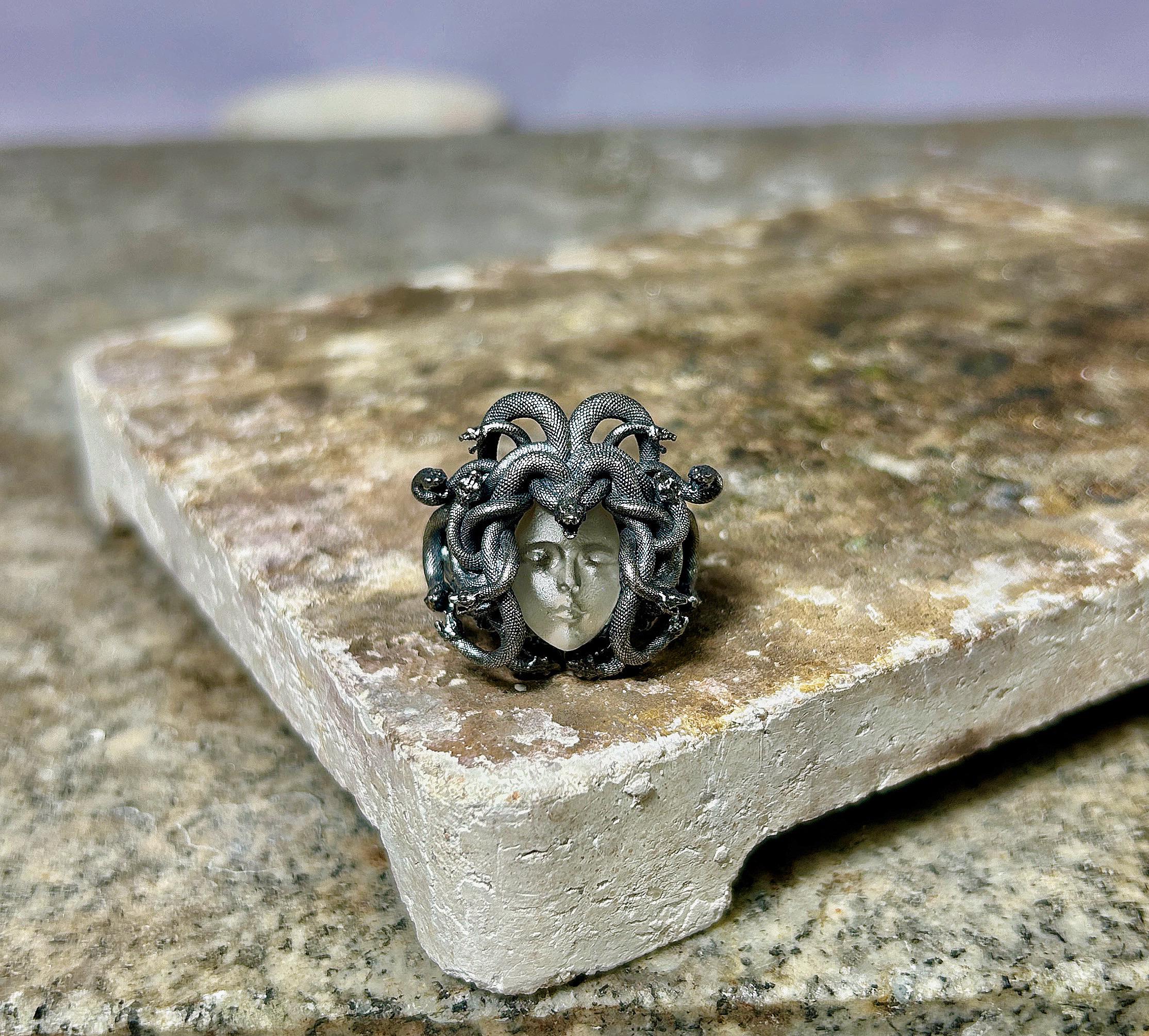 Handmade Sterling Silver Medusa Ring With Clear Quartz - Etsy