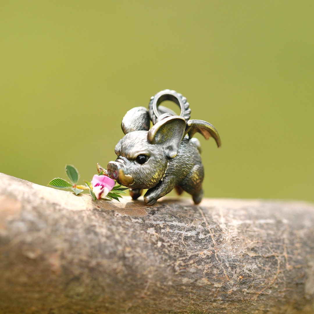 Gothic Style Obsidian Flying Pig Pendant 2122mm Inlay - Etsy