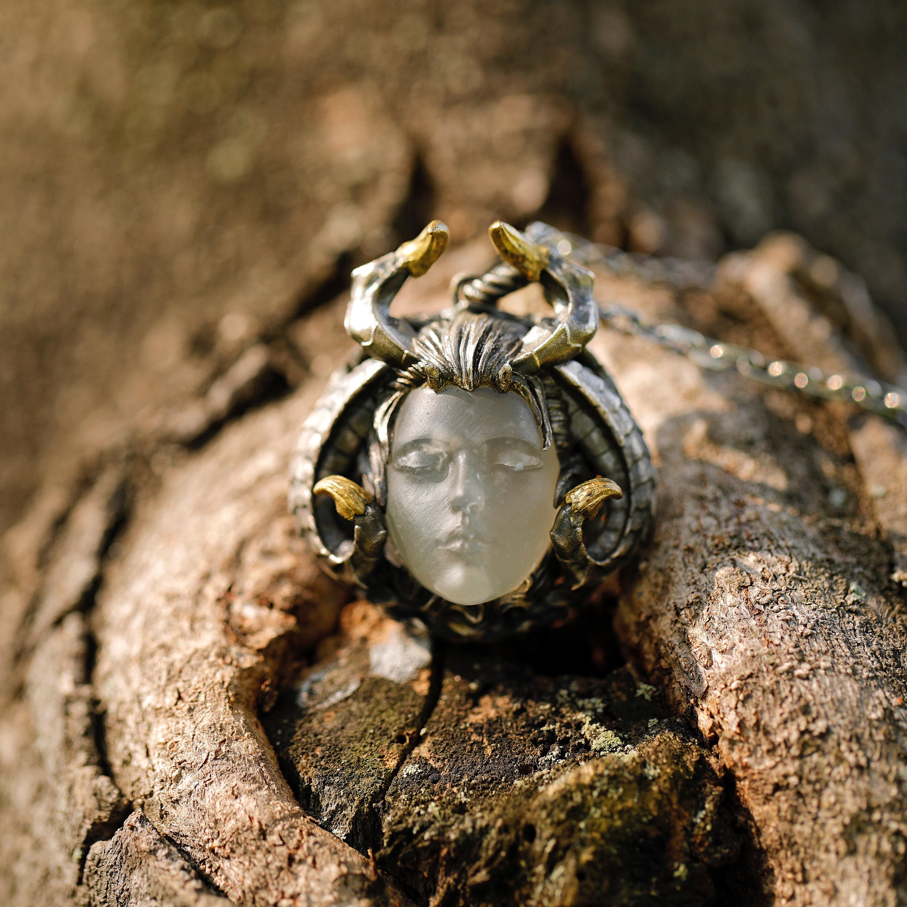 Dark Fairy Tale Style Sleeping Banshee Pendant 3043mm, Inlay Natural ...