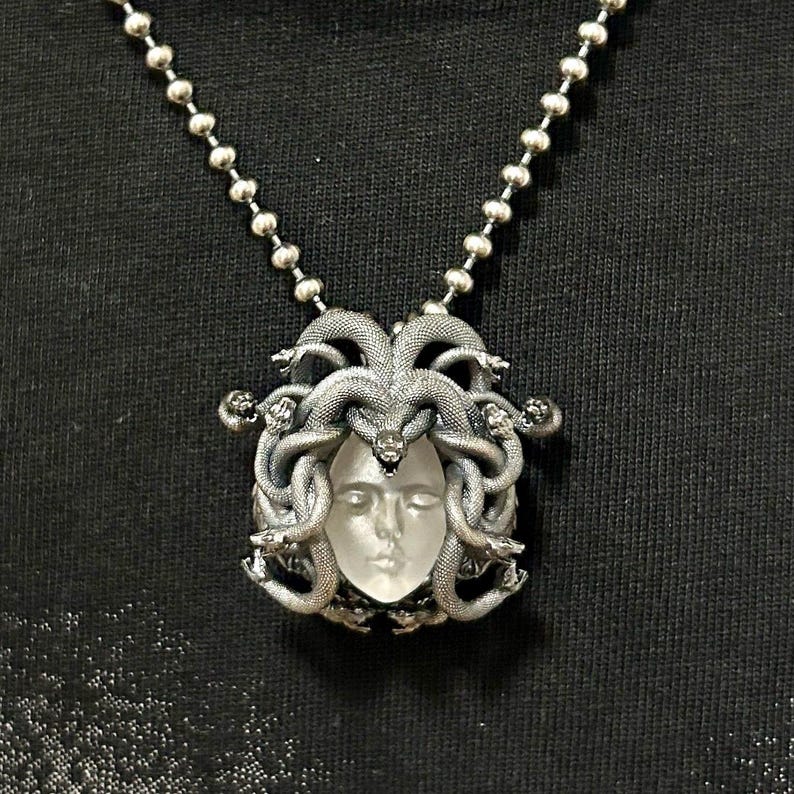 Handmade Sterling Silver Medusa Pendant: Clear Quartz & Labradorite - Etsy