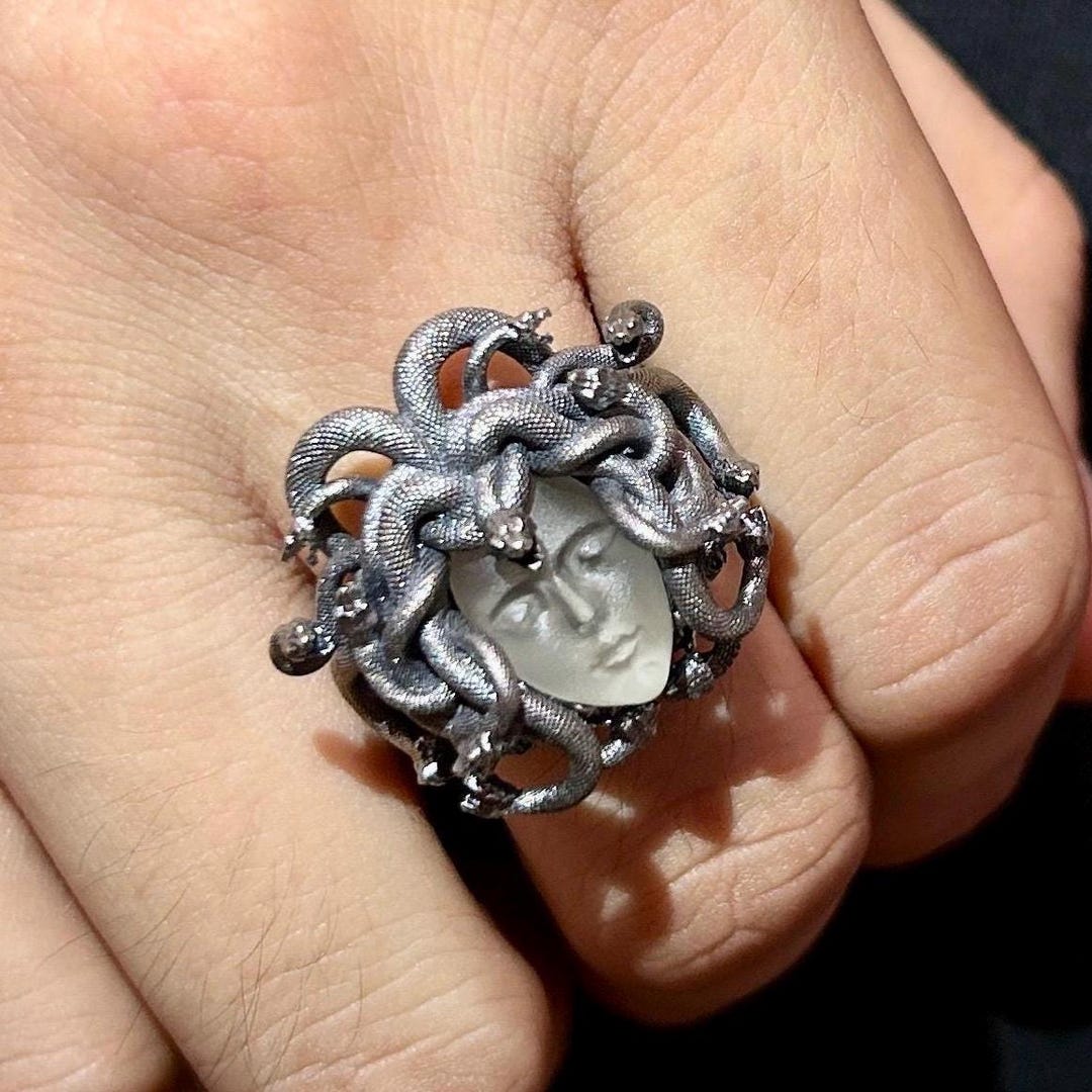 Handmade Sterling Silver Medusa Ring With Clear Quartz - Etsy