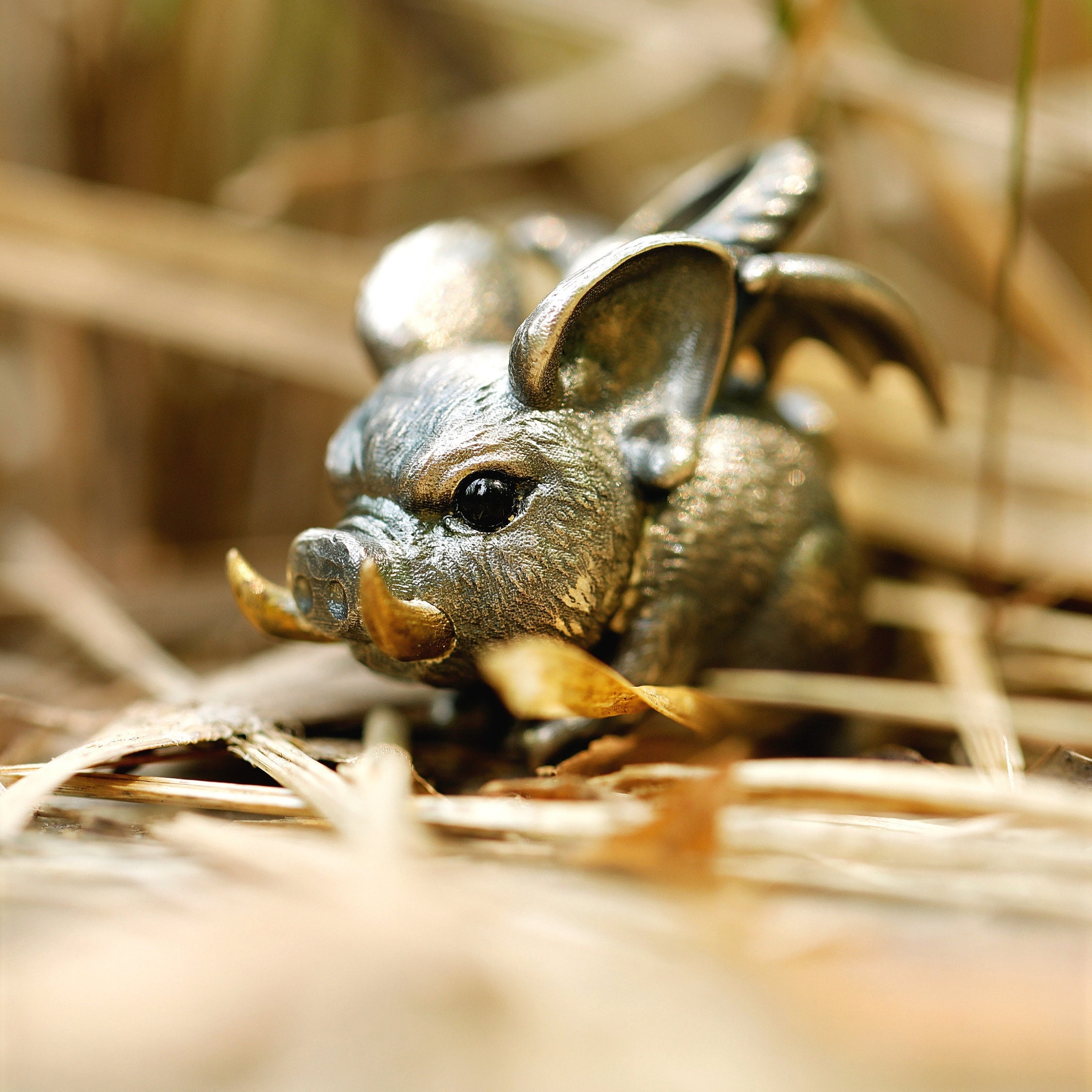 Gothic Style Obsidian Flying Pig Pendant 2122mm Inlay - Etsy