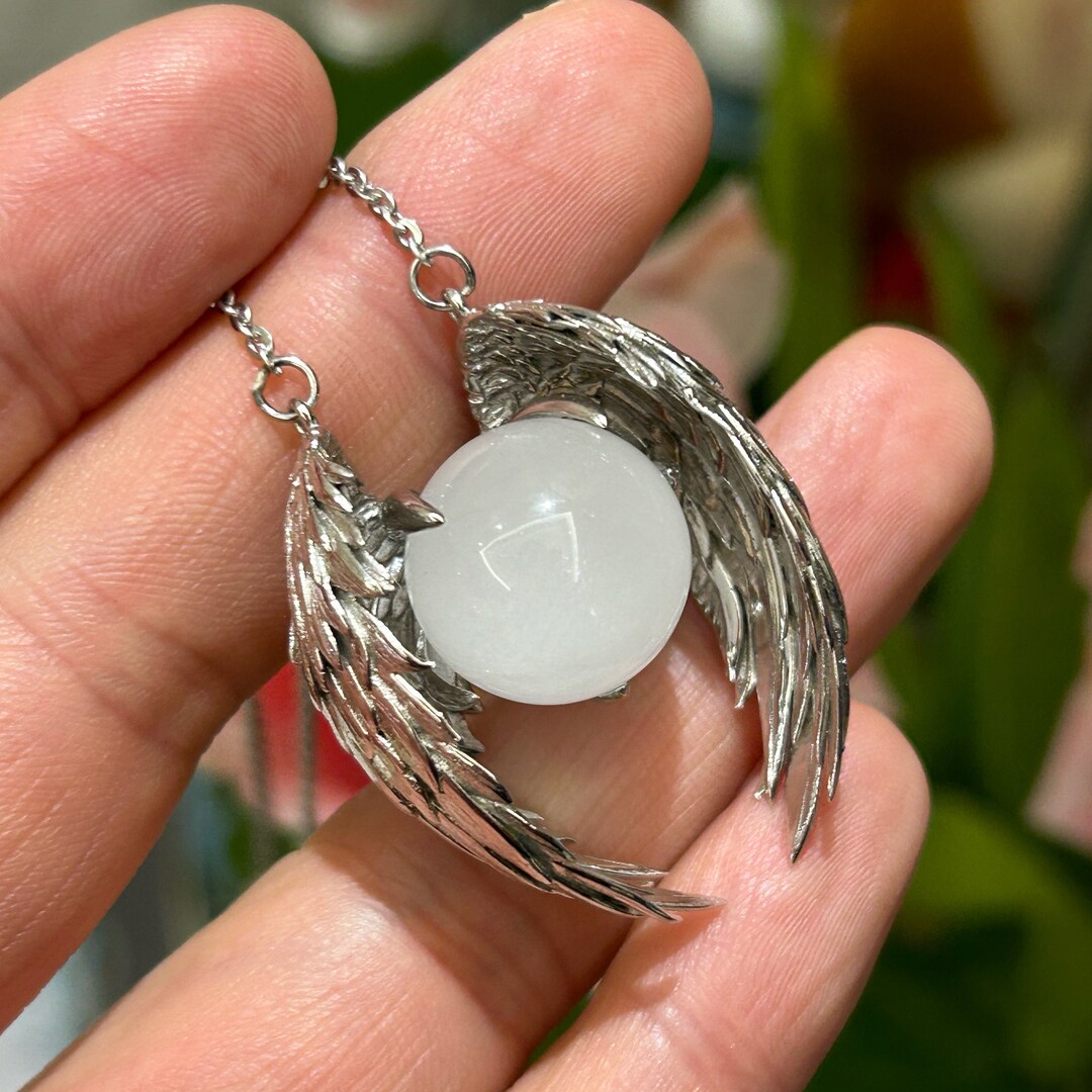 S925 Silver Angel Wings White Rabbit Hair Rutilated Quartz Pendant—s925 ...