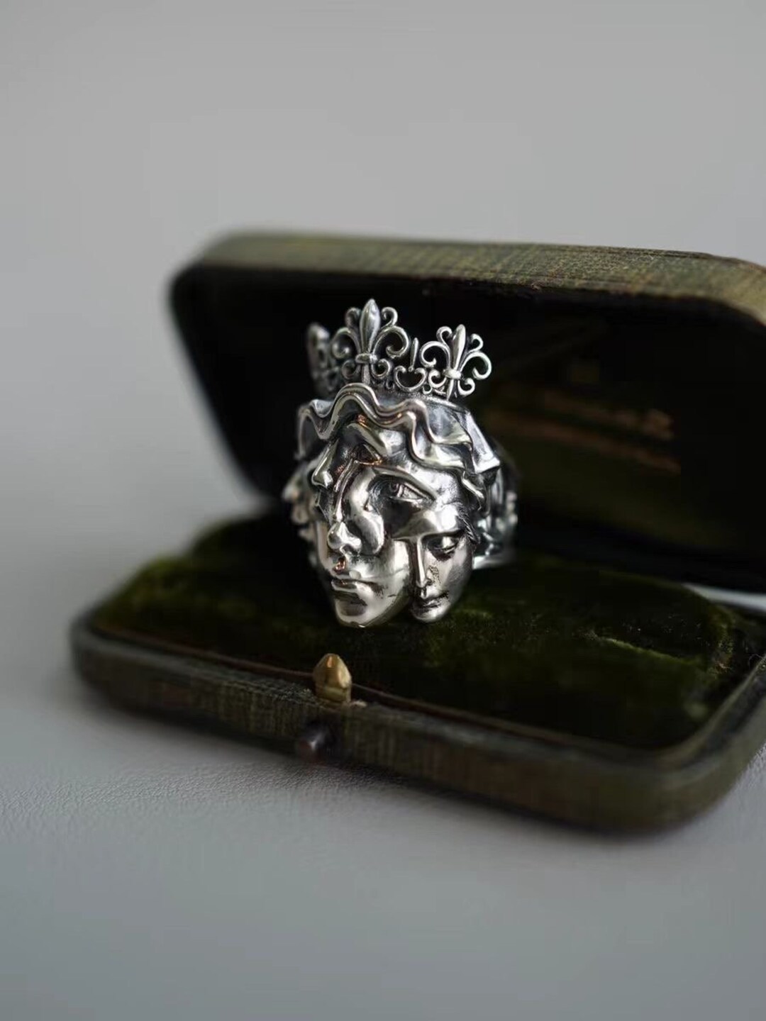 Handmade Sterling Silver Face Ring: Creative S925 Statement Jewelry - Etsy