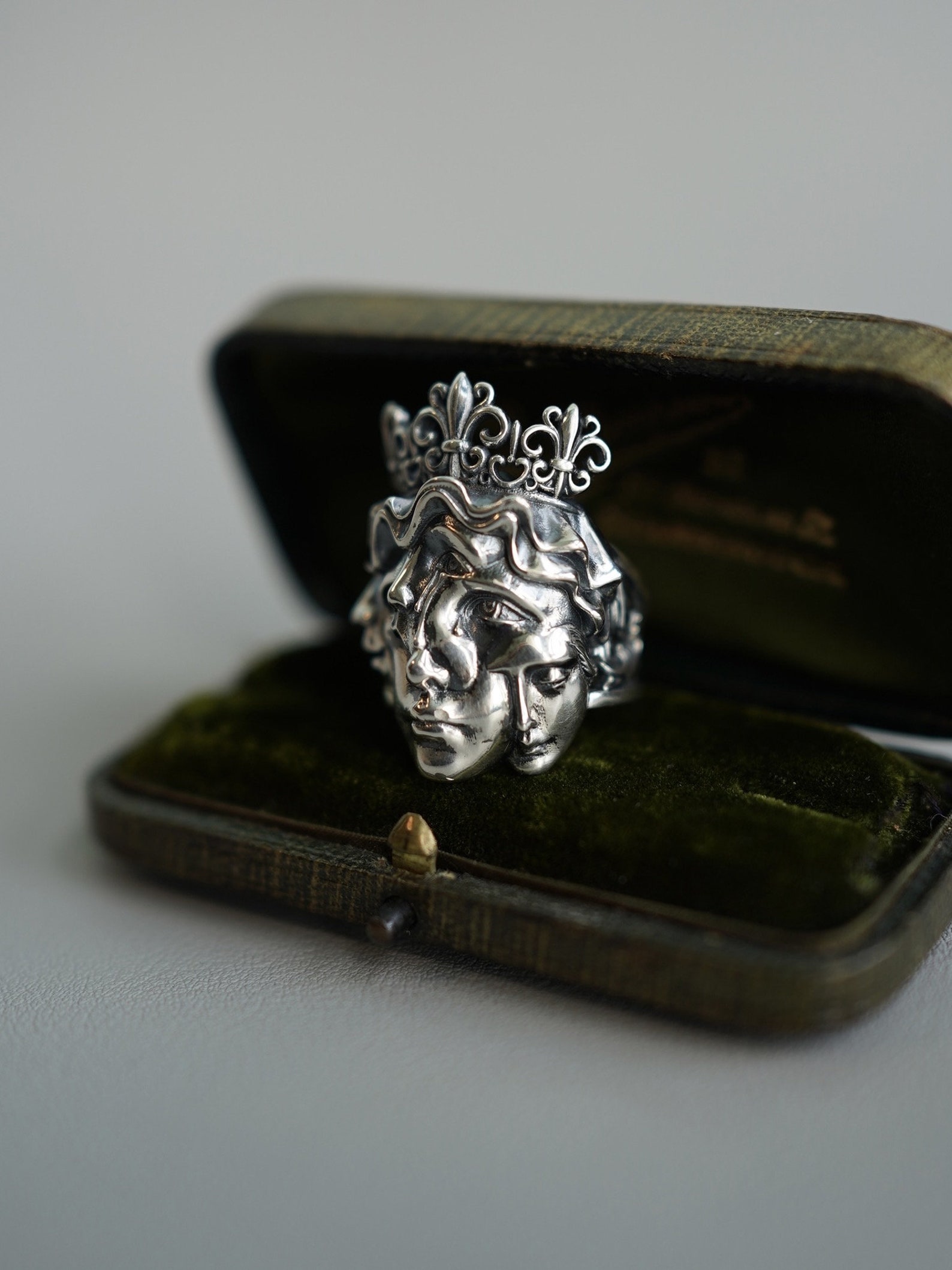 Handmade Sterling Silver Face Ring: Creative S925 Statement Jewelry - Etsy