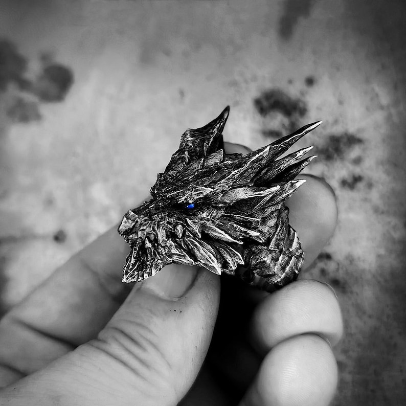 Dark Fantasy Dragon Ring: Handmade S925 Sterling Silver, Labradorite ...