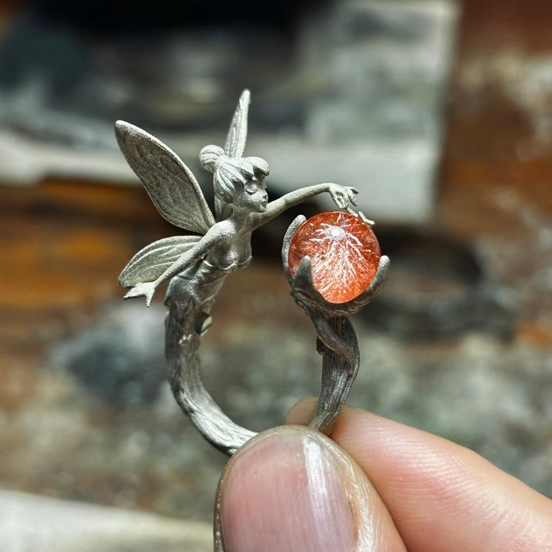 Handcrafted Elf Fairy Gemstone Ring—s925 Sterling Silver— Handmade ...