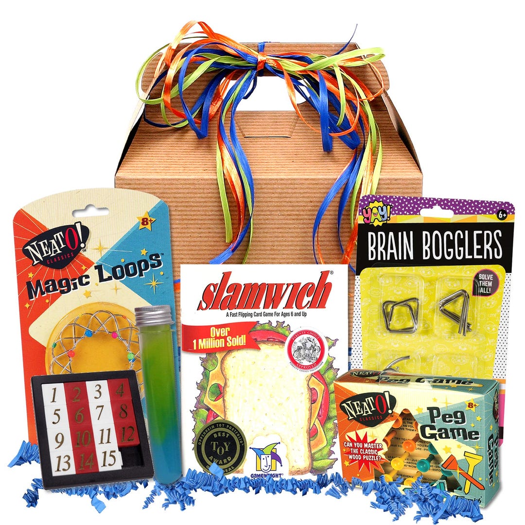 Brain Buster Kid's Gift Basket Fun Brain Teasers, Puzzles and Games for ...