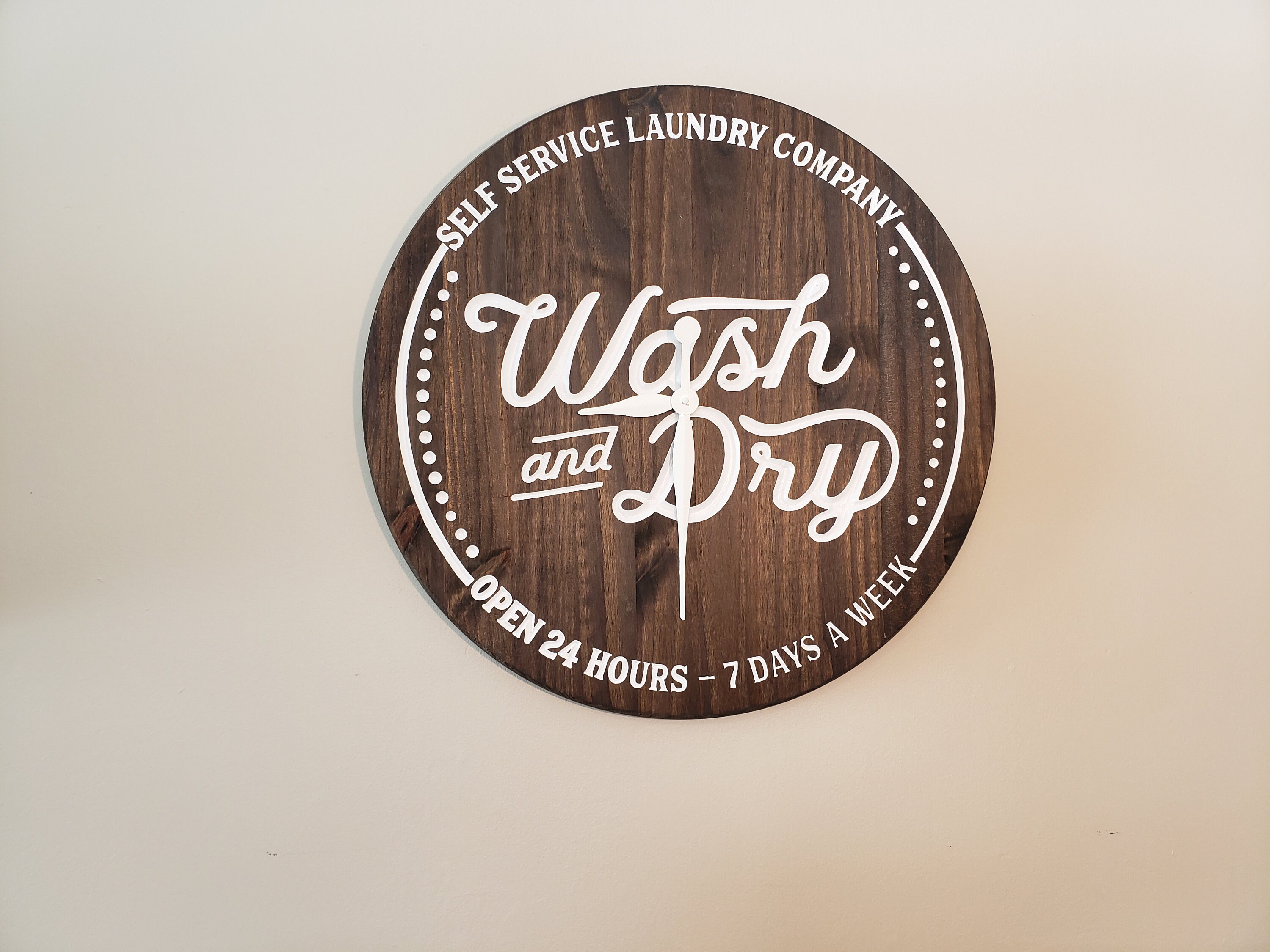 Wash & Dry Laundry Wood Clock 24 Inch Diameter - Etsy