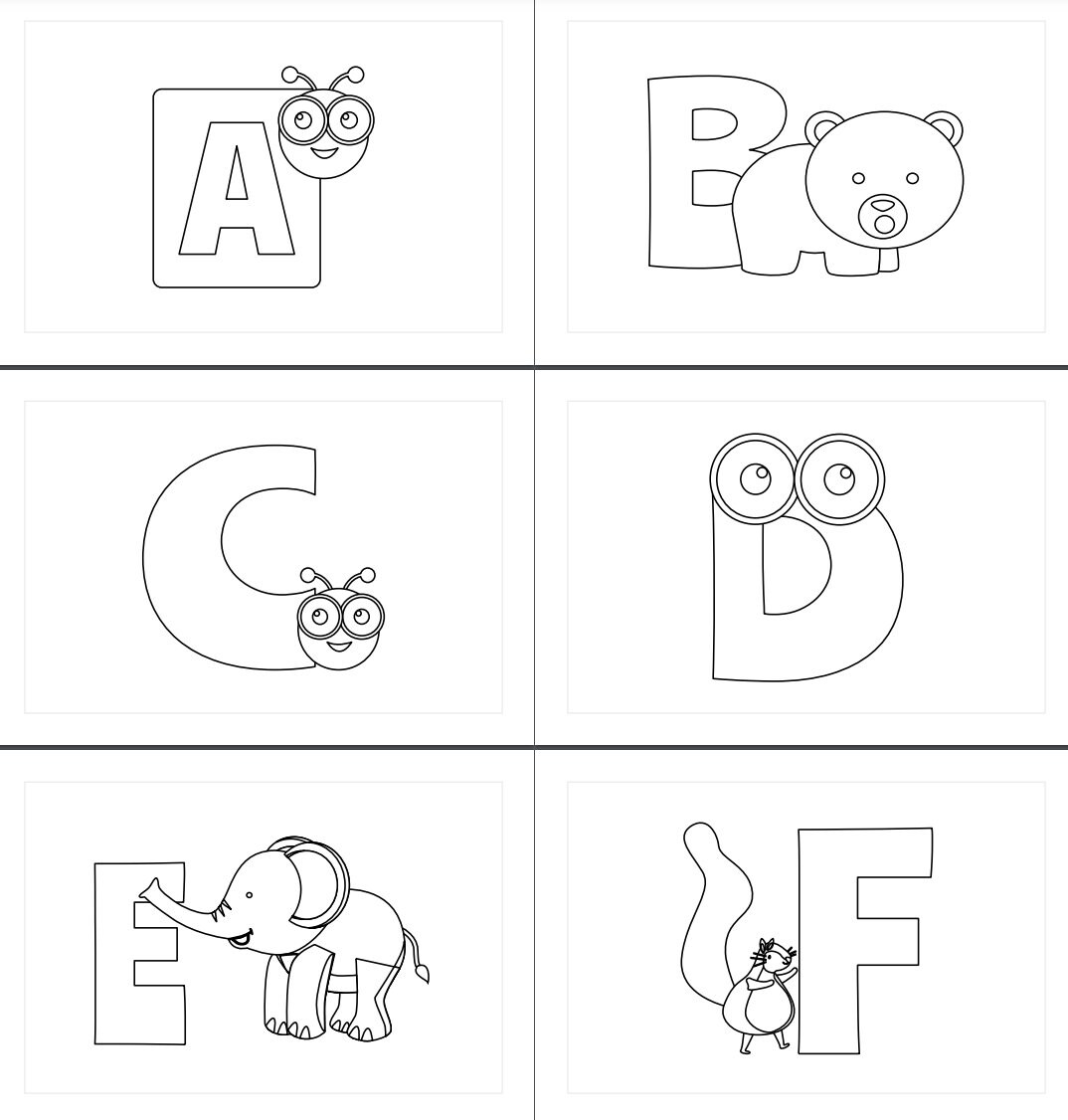 Digital Alphabet Coloring Pages for Kids - Etsy