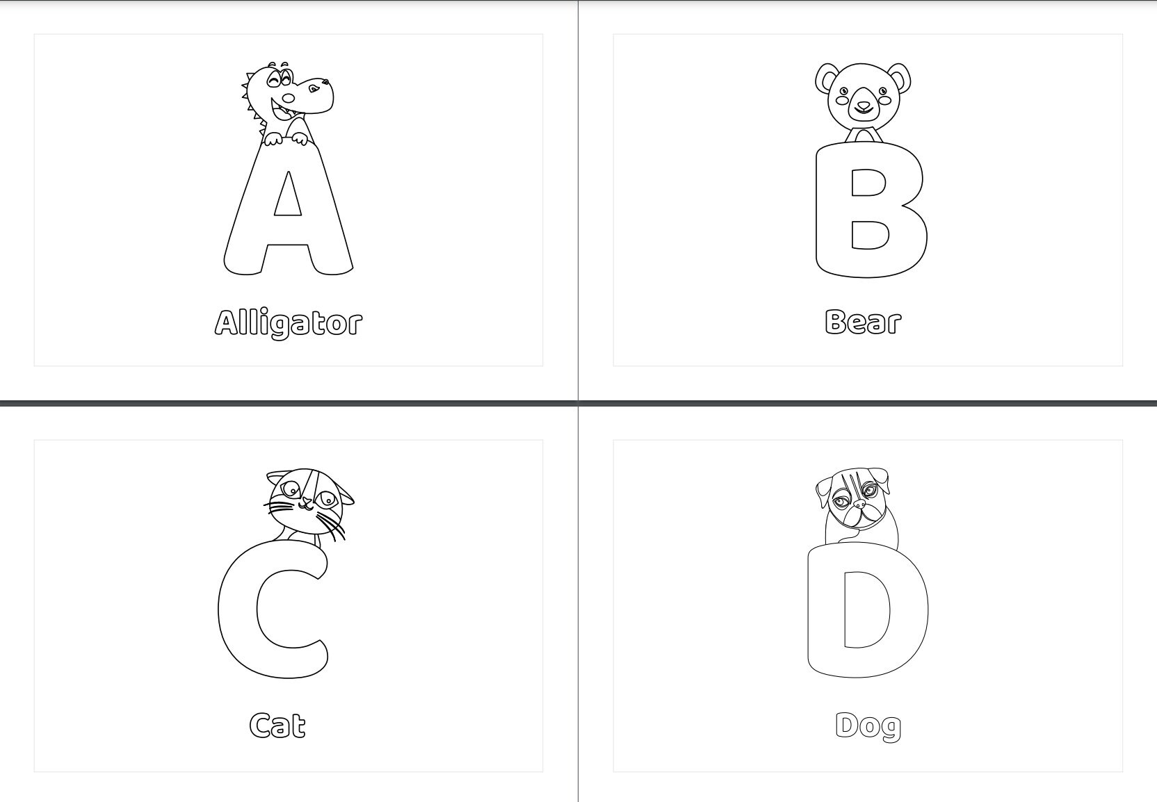 Digital Alphabet Coloring Pages for Kids: Animals 2 - Etsy