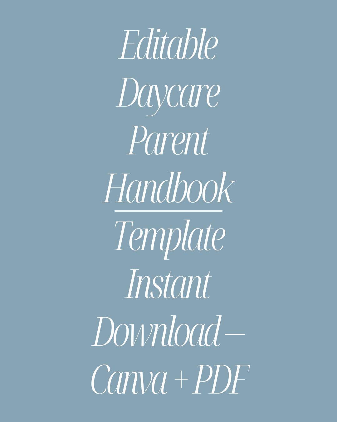 Editable Daycare Parent Handbook Template | Childcare Contract ...