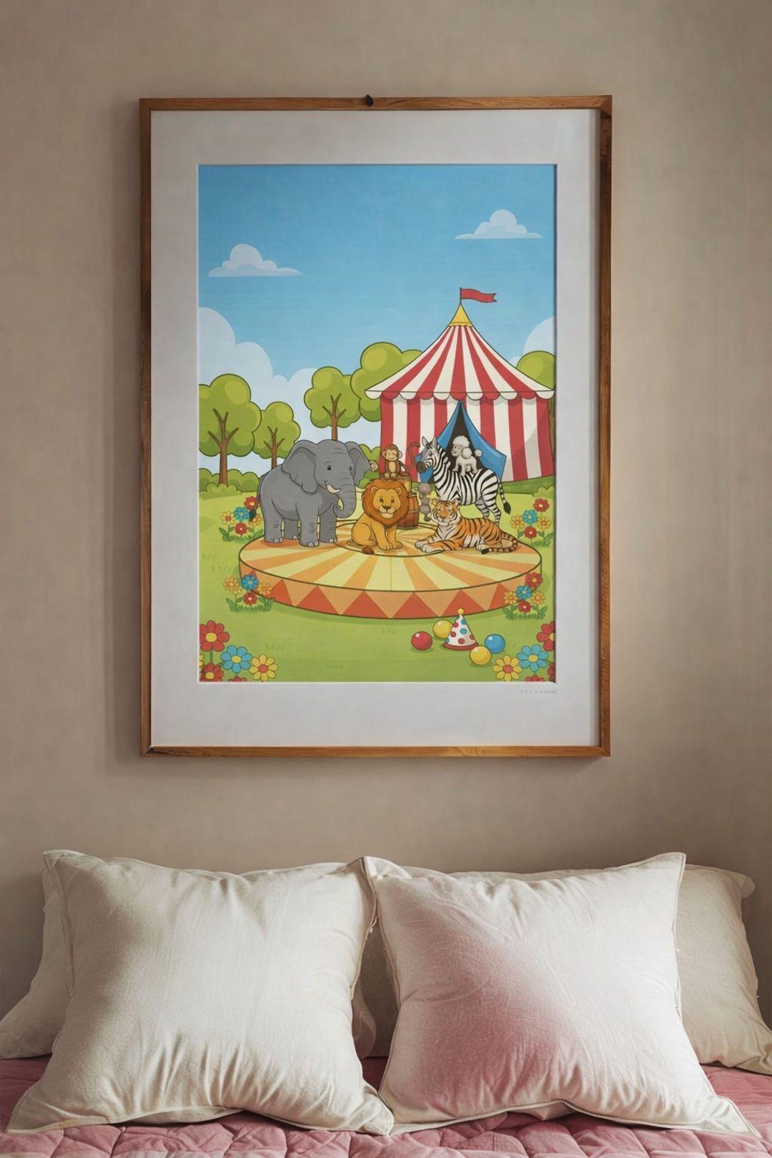 Circus Animals Poster Lion Elephant Zebra Tiger Poster, Vintage Circus ...