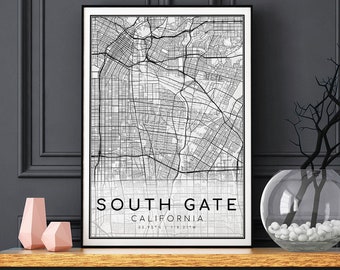 South Gate Map Art - Etsy