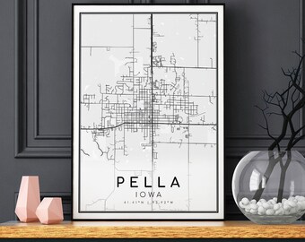 Pella City Map Art - Etsy