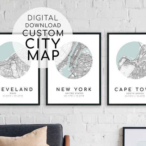 Set of 3 Custom City Map Digital Download City Map Download - Etsy