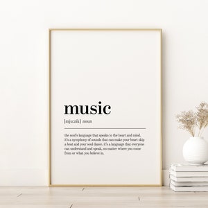 Music Definition Print Music Quote Poster Music Art Prints - Etsy