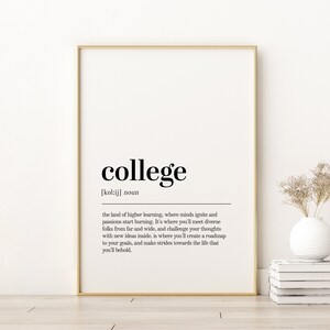 College Definition Print, College Minimalist Print Modern Wall Art ...