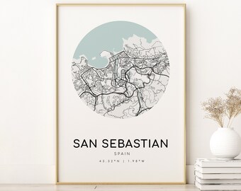 Old San Sebastian Spain Map 1943 Vintage Donosti & Bay of - Etsy