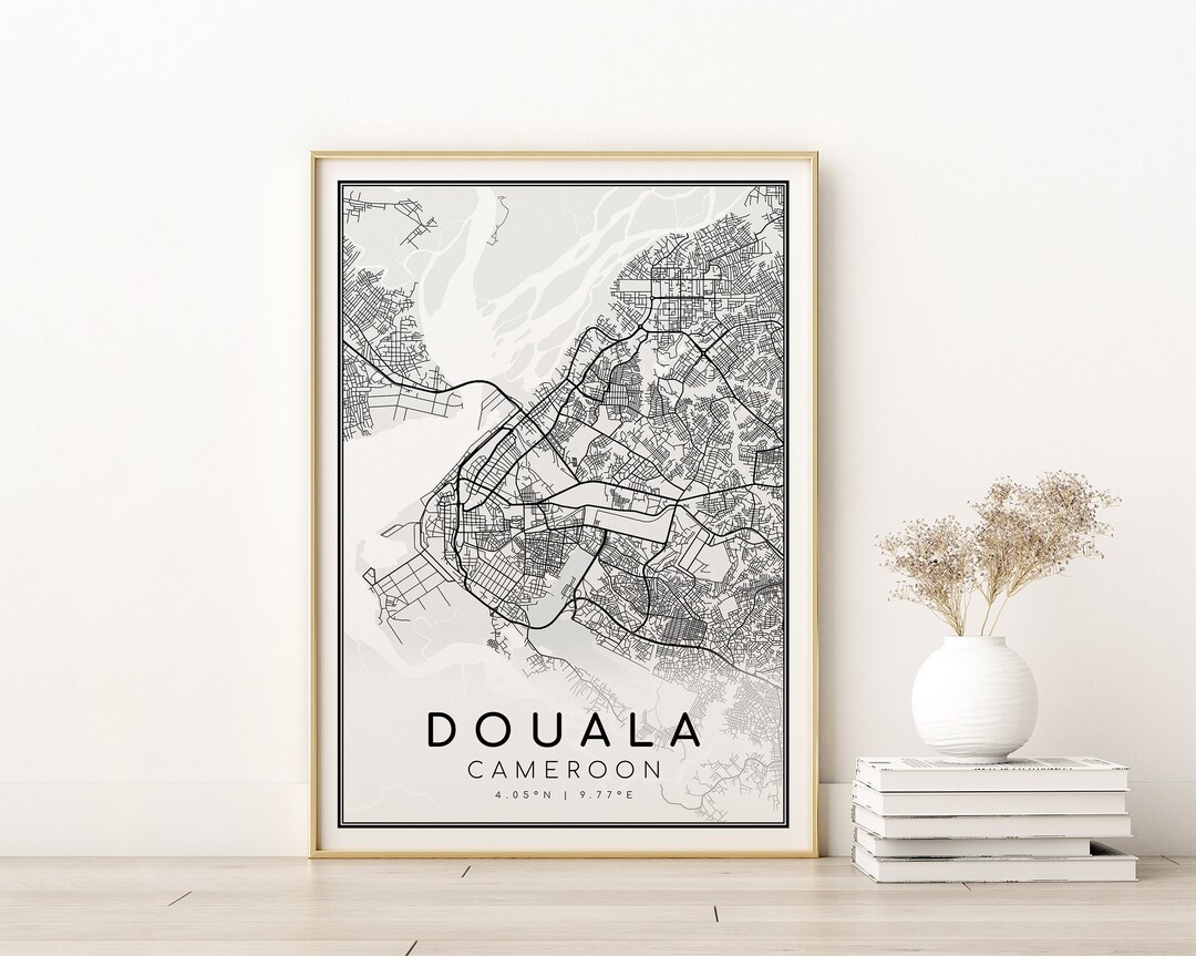 DOUALA Cameroon City Map Town Map Gifts for Him Gift Map - Etsy