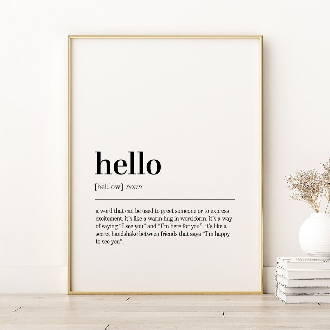 Hello Definition Print, Hello Dictionary Print, Birthday Gift Idea ...