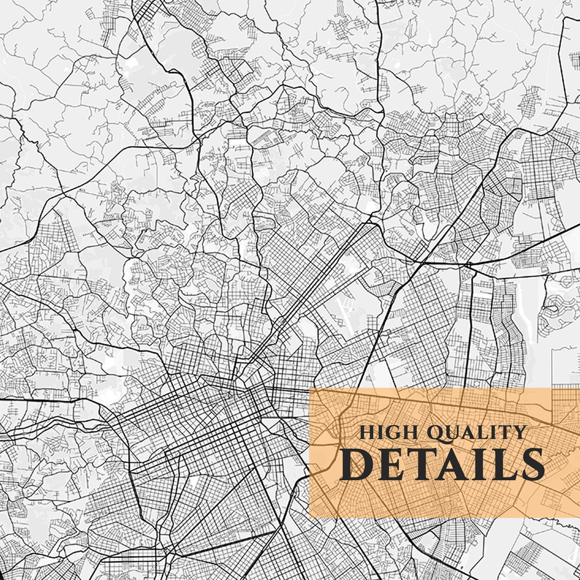 Curitiba Map Print, Brazil Country Map Poster, Curitiba Brazil City Map ...