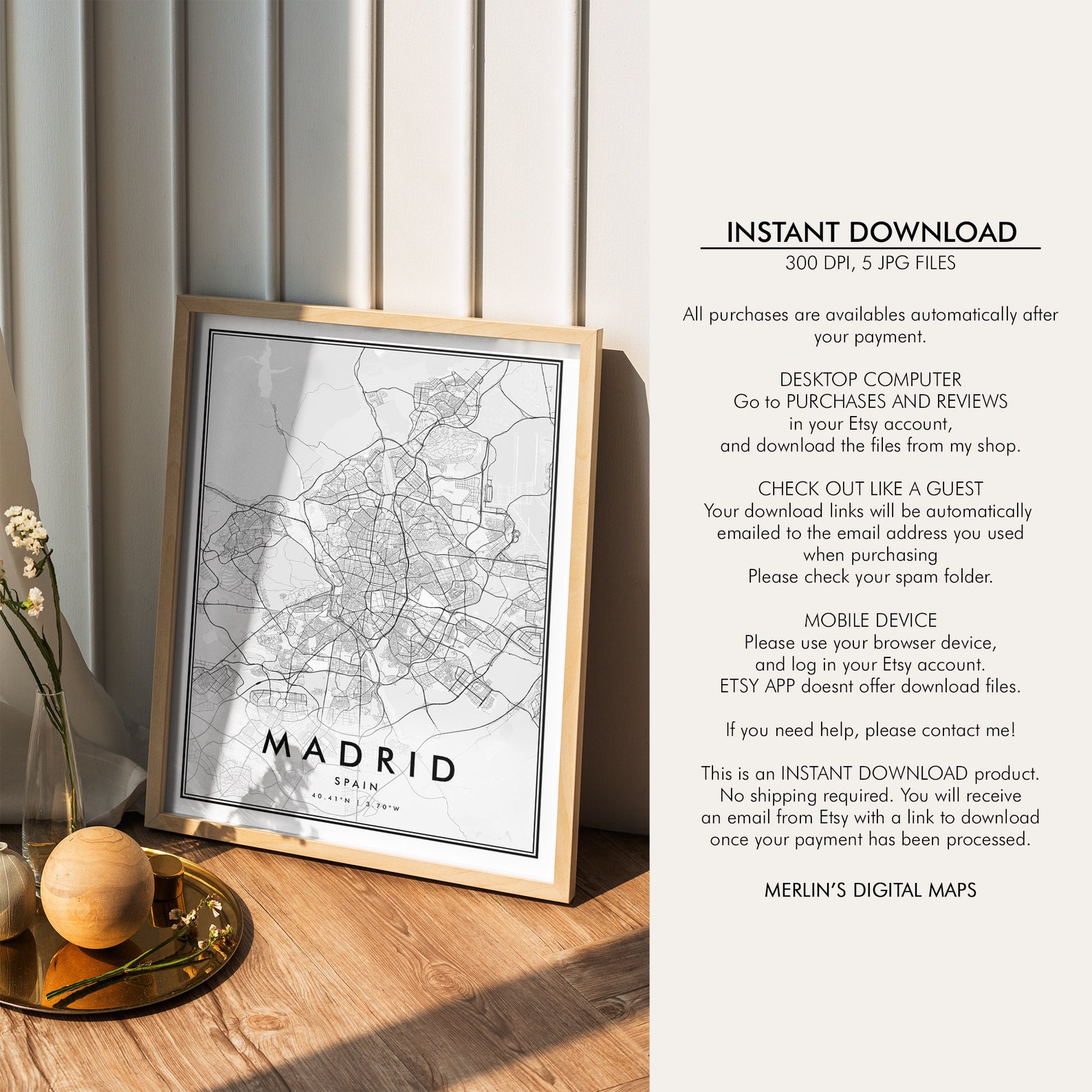 Madrid Map Print ,madrid City Map, Madrid Spain Personalized Map ...