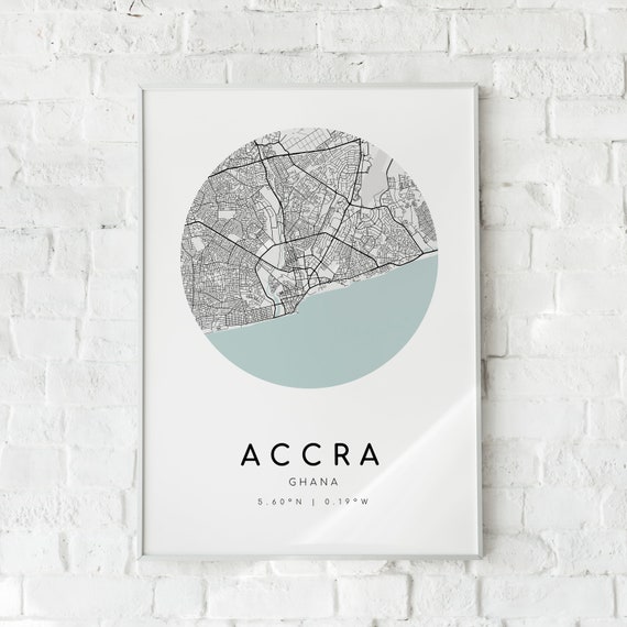 ACCRA Ghana Map Print Country Map Poster Gifts for Him Gift - Etsy