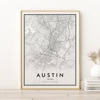 Austin Map, Austin City Road Map Poster, Austin Texas City Street Map ...