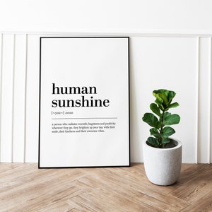 Human Sunshine Definition Print, Office Definition Print, Unique Gift ...