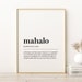 Mahalo Definition Print, Mahalo Minimalist Print Modern Wall Art ...