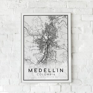 MEDELLIN Map Print Colombia Road Map Poster Gifts for Her - Etsy