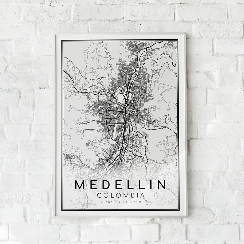 MEDELLIN Map Print Colombia Road Map Poster Gifts for Her - Etsy