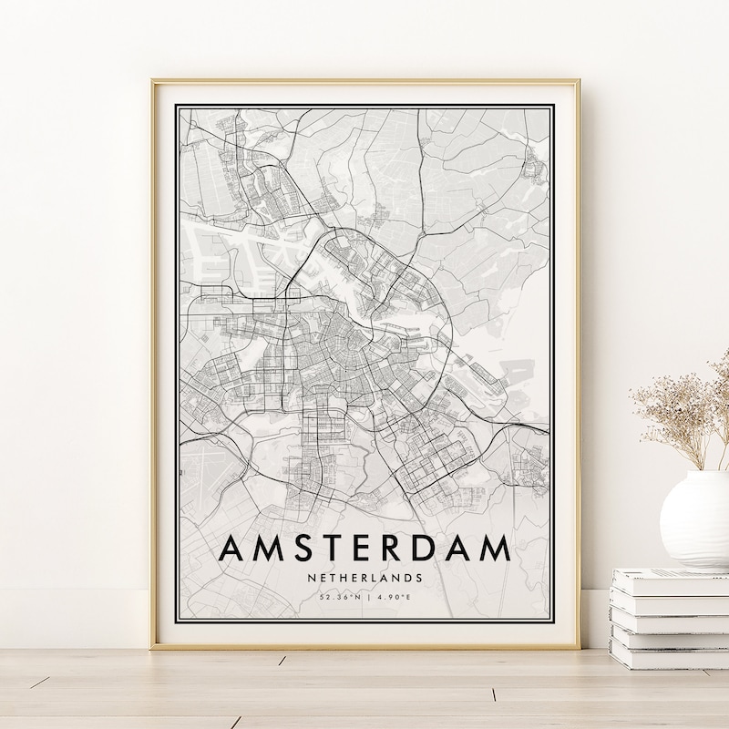 Amsterdam Wall Map Art - Etsy UK