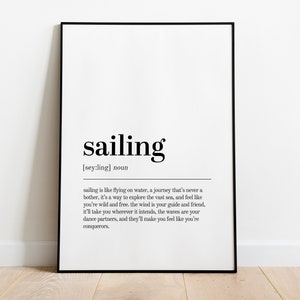 Sailing Definition Print, Sailing Dictionary Print, Birthday Gift Idea ...