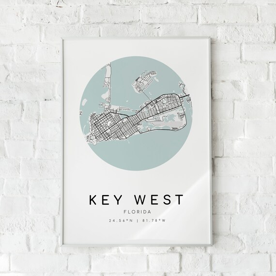 KEY WEST City Map Florida Map Print Modern Poster Happy - Etsy