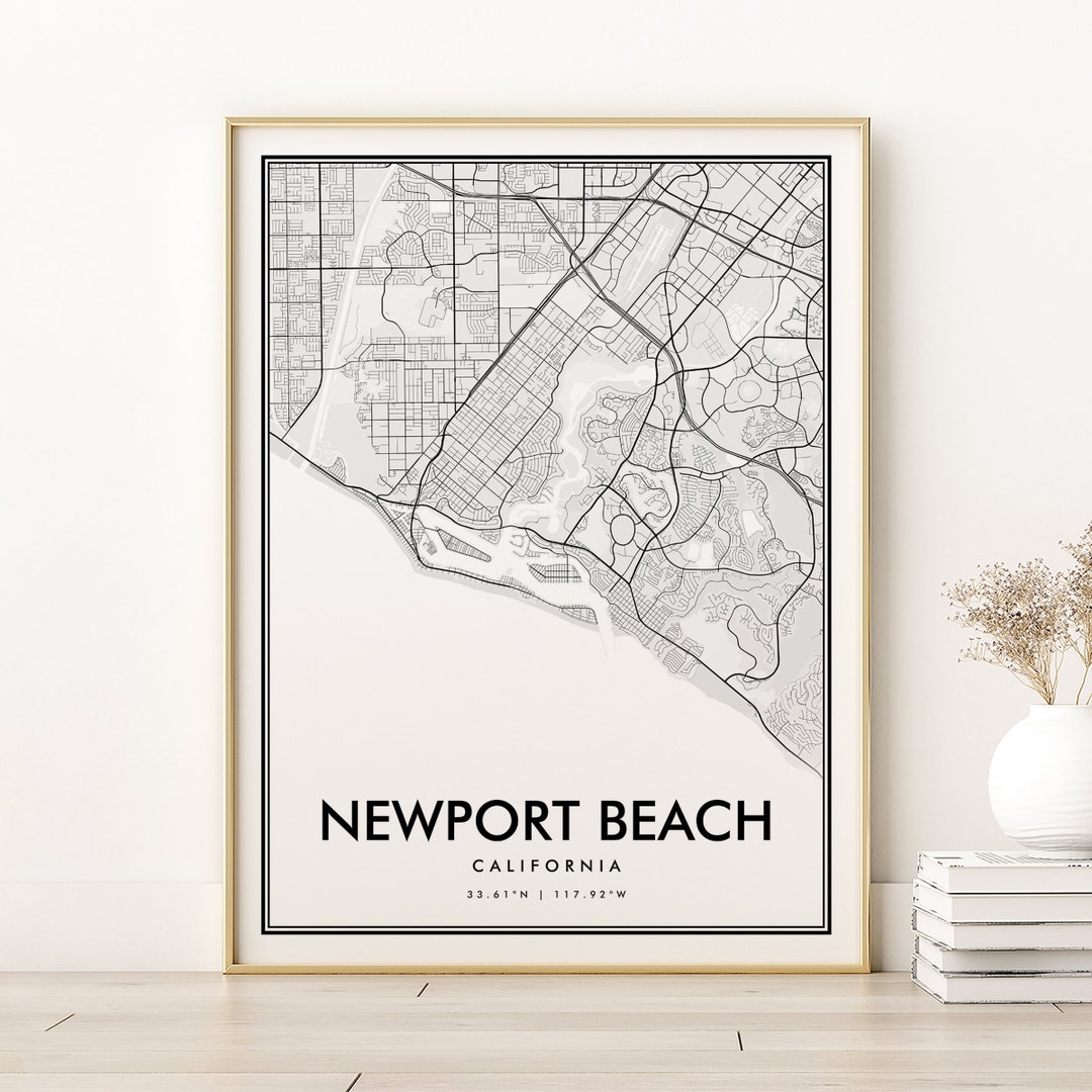 Newport Beach Map Print, California Wall Map Poster, Newport Beach ...