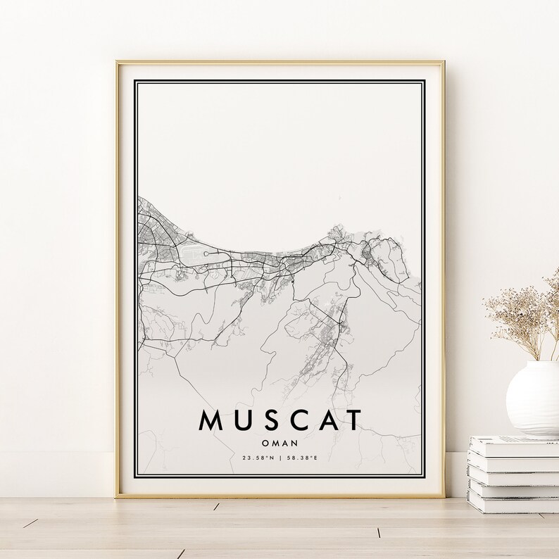 Muscat Oman Map Print, Muscat Town Map Poster, Gifts for Her, Muscat ...