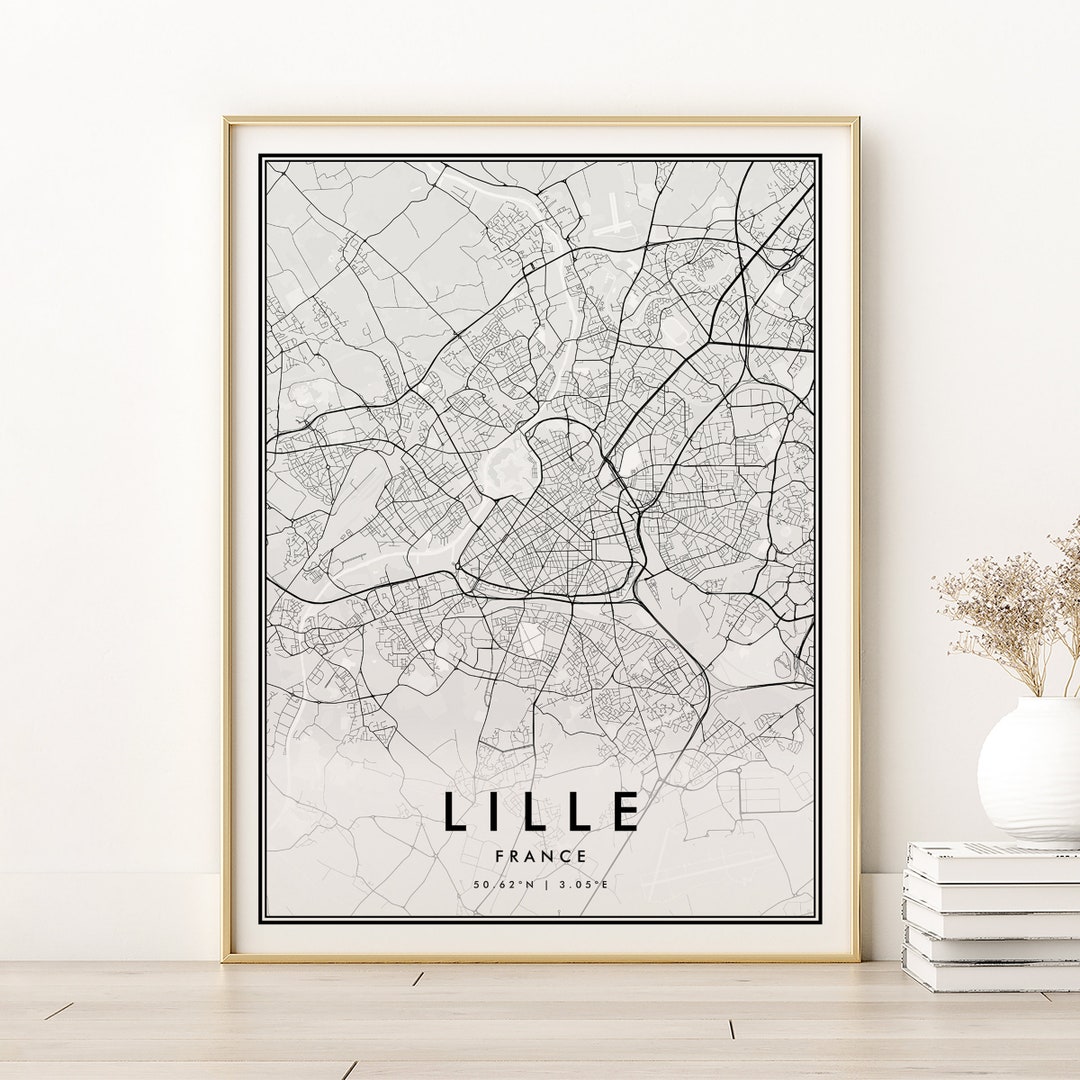Lille Map Print, Lille France City Map, Personalized Lille France Map ...