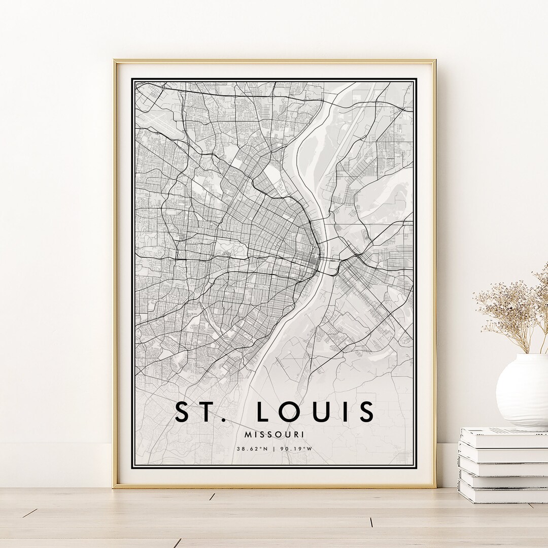 St. Louis City Map, St. Louis Missouri USA City Map Posters ...