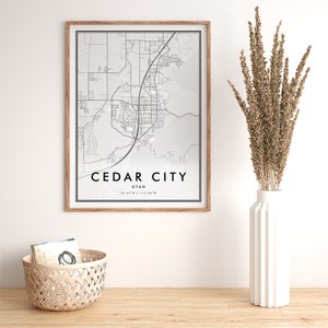 Cedar City Utah Map, USA Minimalist Map, Cedar City Utah Map Poster ...