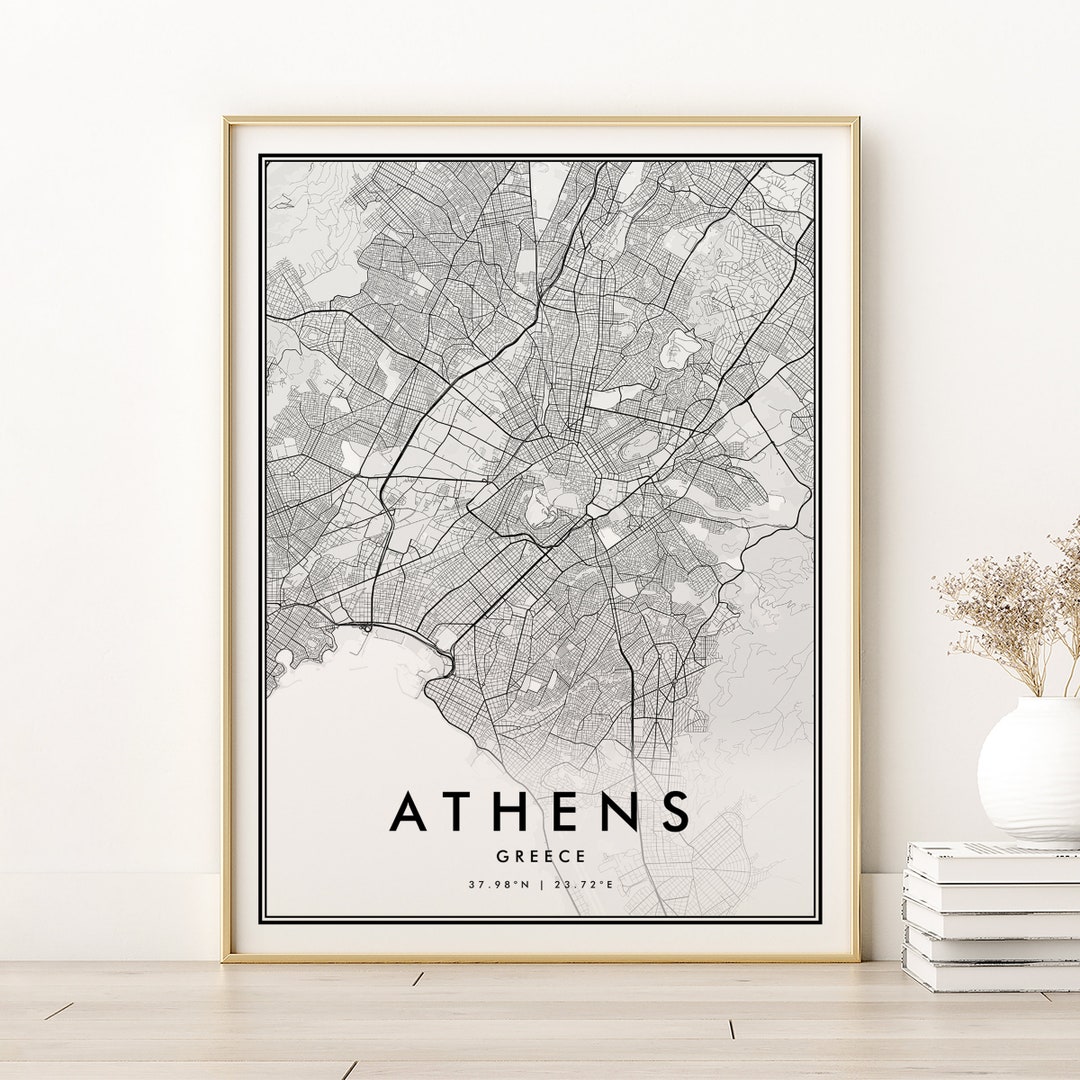 Athens Map Print, Athens Greece City Map Poster, Any Location Retro ...