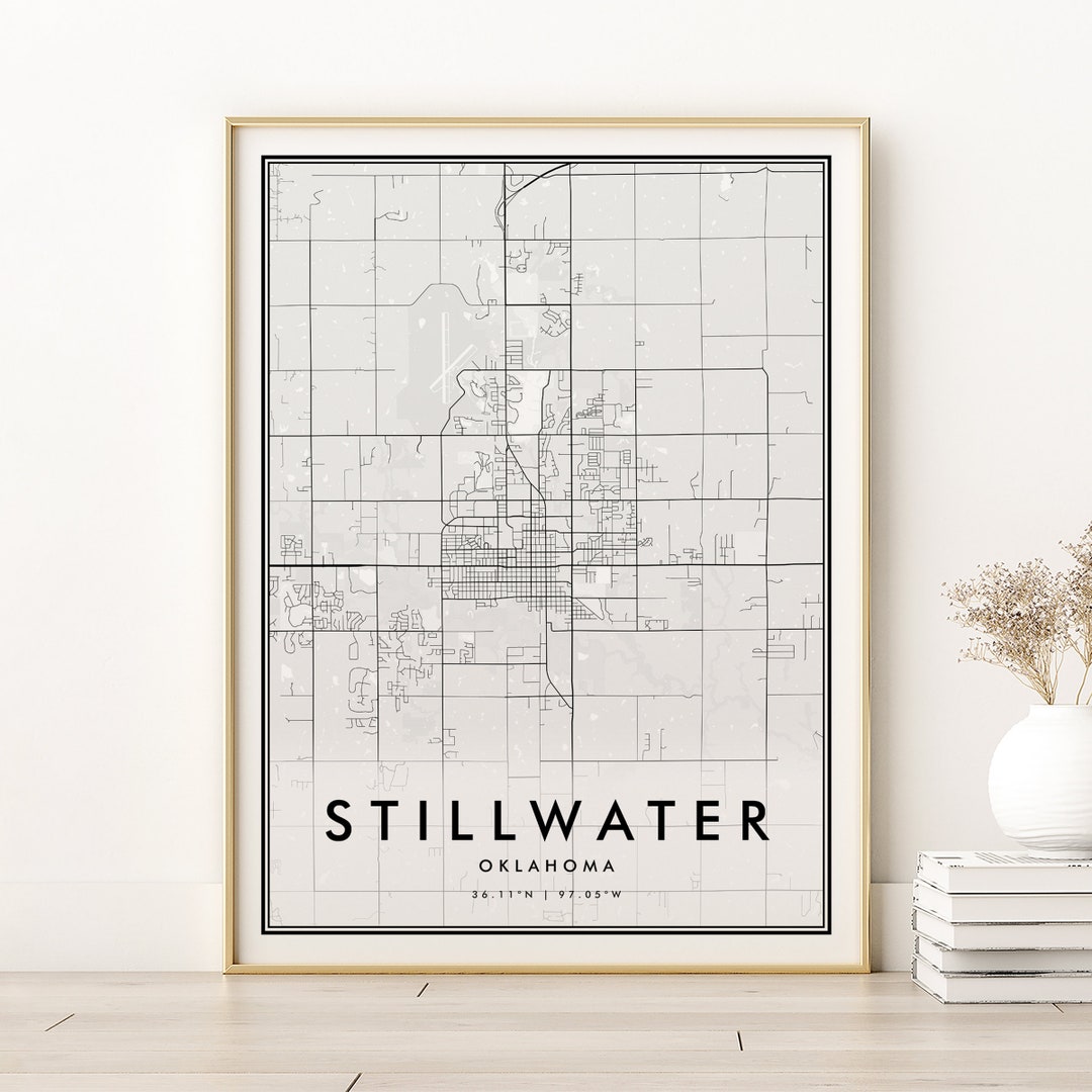 Stillwater Map Print, Stillwater Oklahoma City Map, Gifts for Her ...