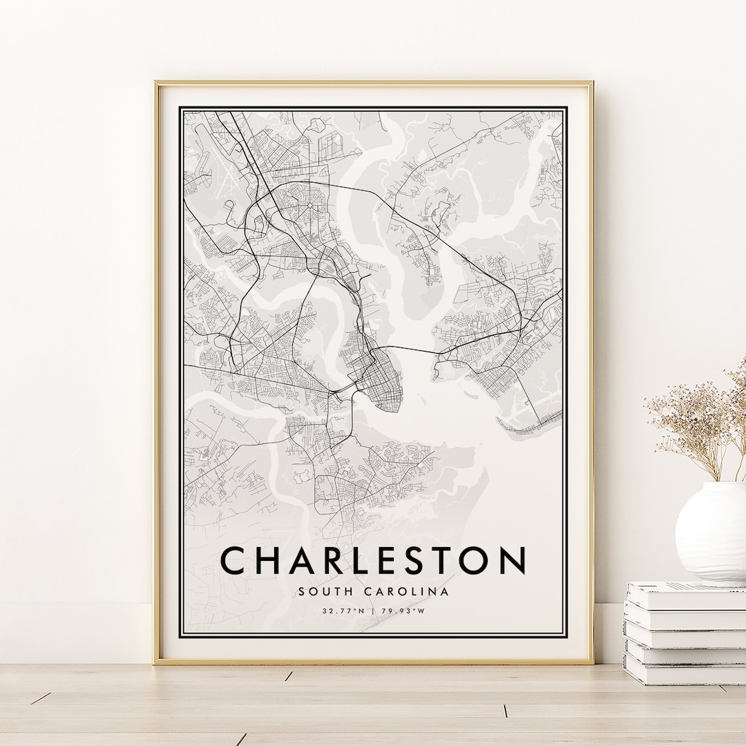 Charleston Map Print, South Carolina Modern Poster, Charleston City Map ...
