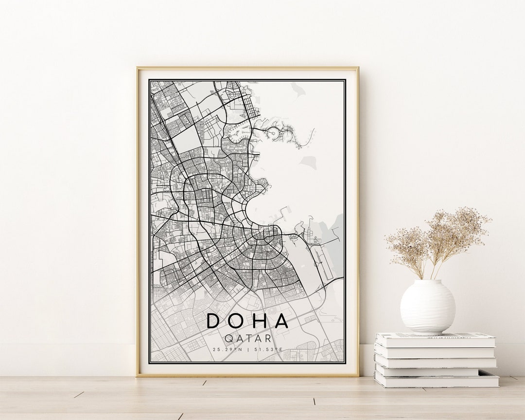 DOHA Qatar City Map Wall Map Poster Engagement Map Art - Etsy
