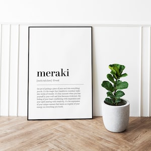 Meraki Definition Print, Meraki Printable Poster, Retro Wall Art Prints ...